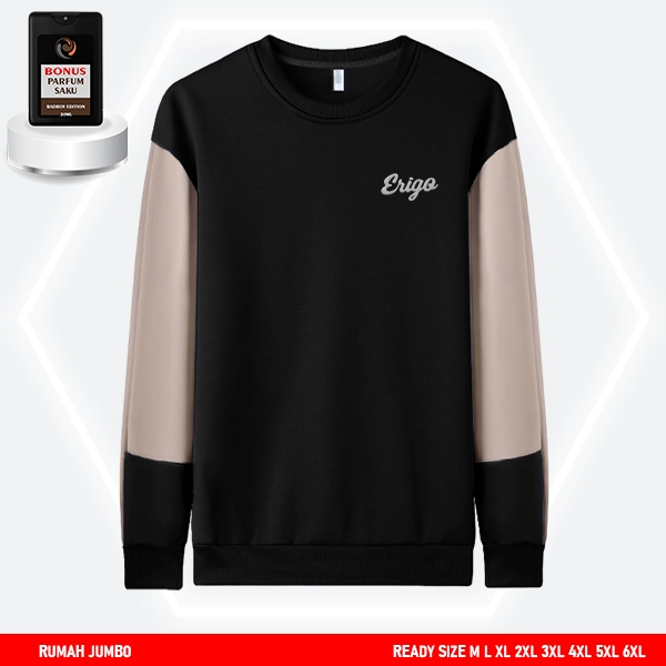 Jual Sweater Oversize Custom / M-6XL Crewneck Pria Kombinasi Hitam ...