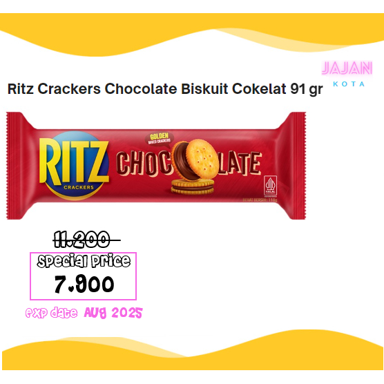Jual Ritz Crackers Chocolate Biskuit Cokelat 91 gram | Shopee Indonesia