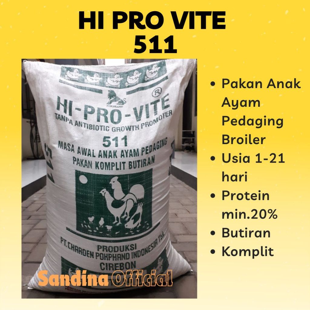Jual HI PRO VITE 511 PAKAN MAKANAN ANAK AYAM PEDAGING BROILER PUR VOER ...