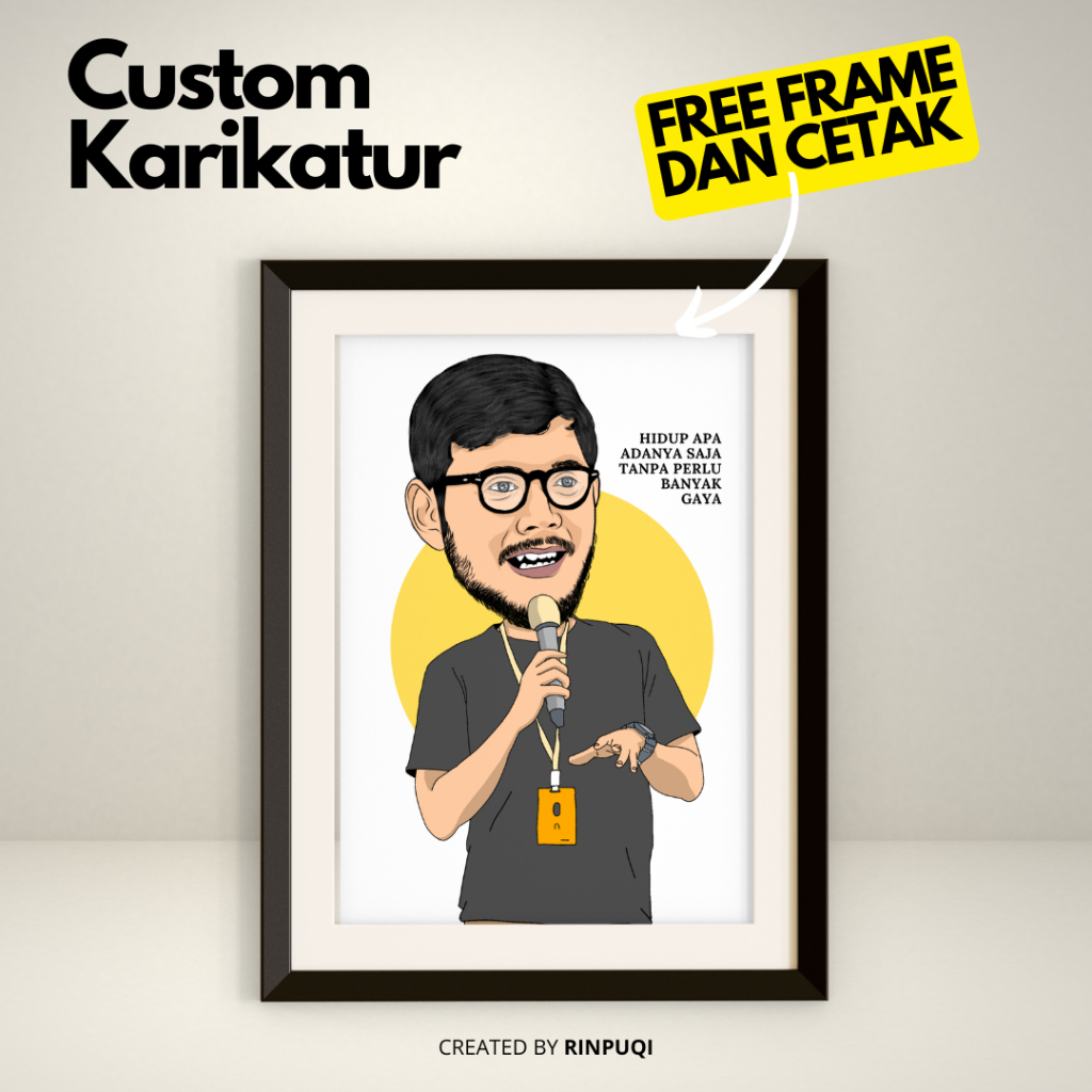 Jual CUSTOM KARIKATUR BONUS CETAK DAN FRAME | Shopee Indonesia