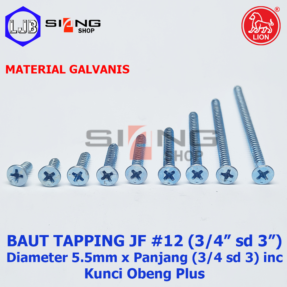 Jual Baut Tapping JF #12 Sekrup Tapping Galvanis LION | Shopee Indonesia