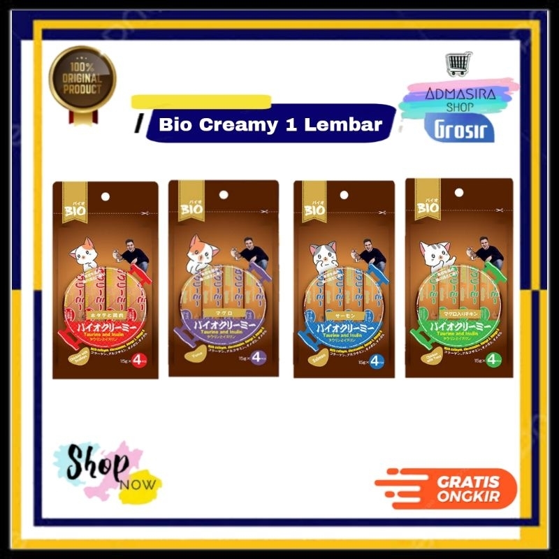 Jual BIO CREAMY 1 Lembar Pack Snack Treat Cemilan Kucing Cat 4 rasa ...
