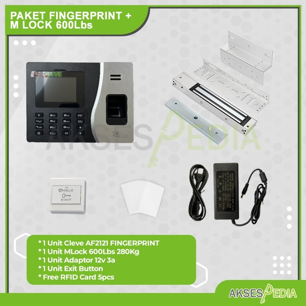 Jual Paket Fingerprint Akses Door Cleve AF2121 Pintu Kayu | Shopee ...