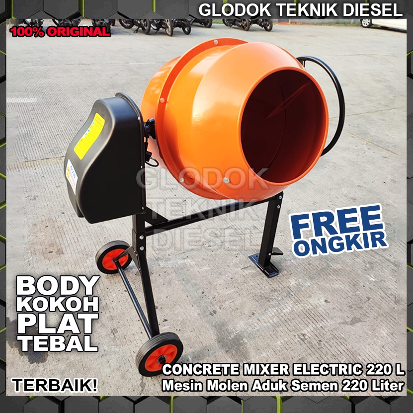 Jual PAZTO Mesin Pengaduk Semen Listrik 220L Molen Concrete Mixer Electric 220 LITER TERBAIK ...
