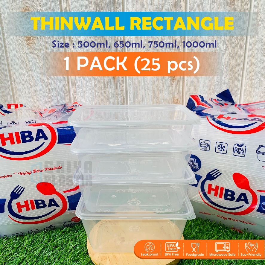 Jual [25 pcs] Thinwall Persegi Panjang 500ml 650ml 750ml 1000ml - Wadah Plastik - Thinwall ...