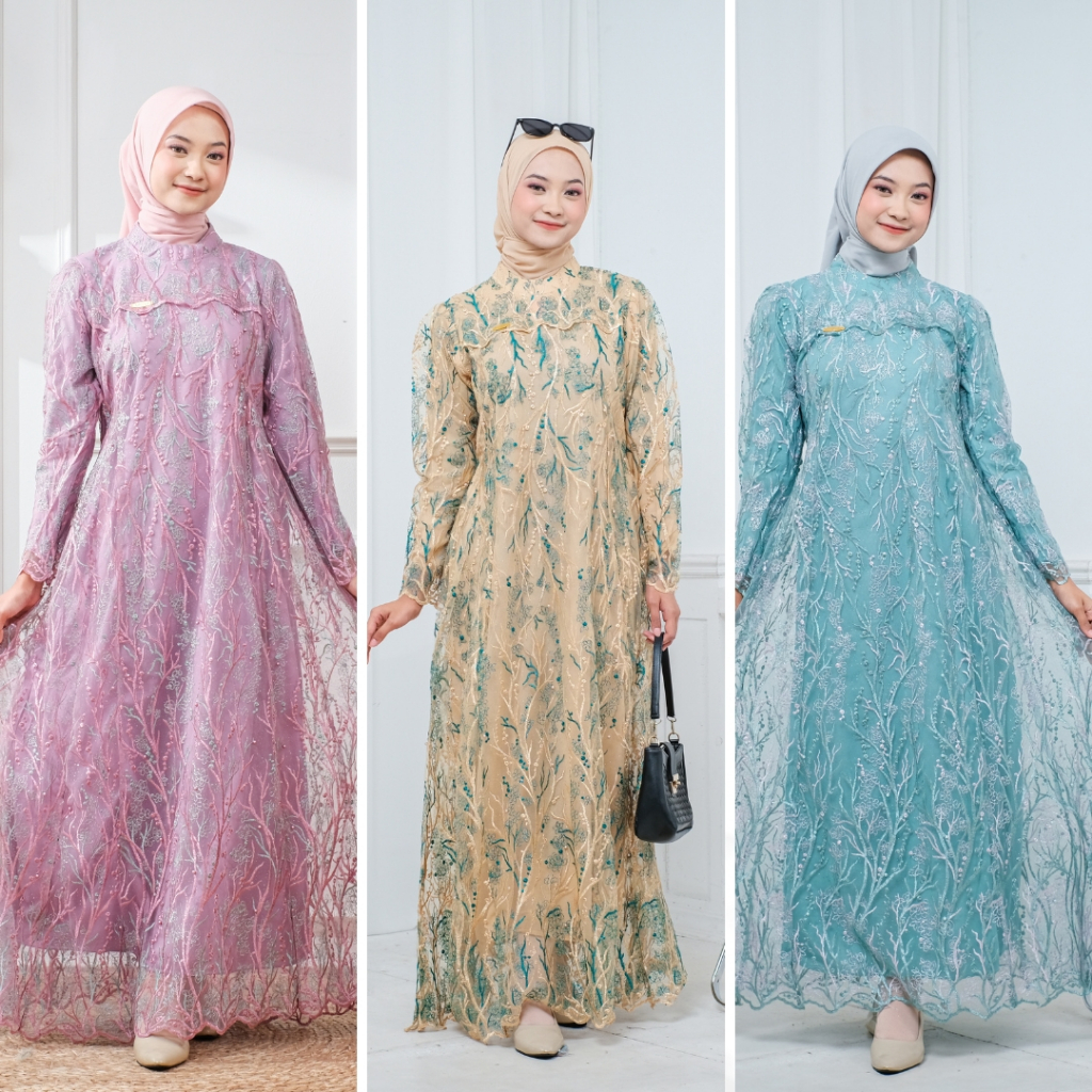 Jual BARU! RAISHA-Alishba Gaun/Dress Brokat Kondangan 2024 Full Tile Brokat Gamis Pesta Mewah ...