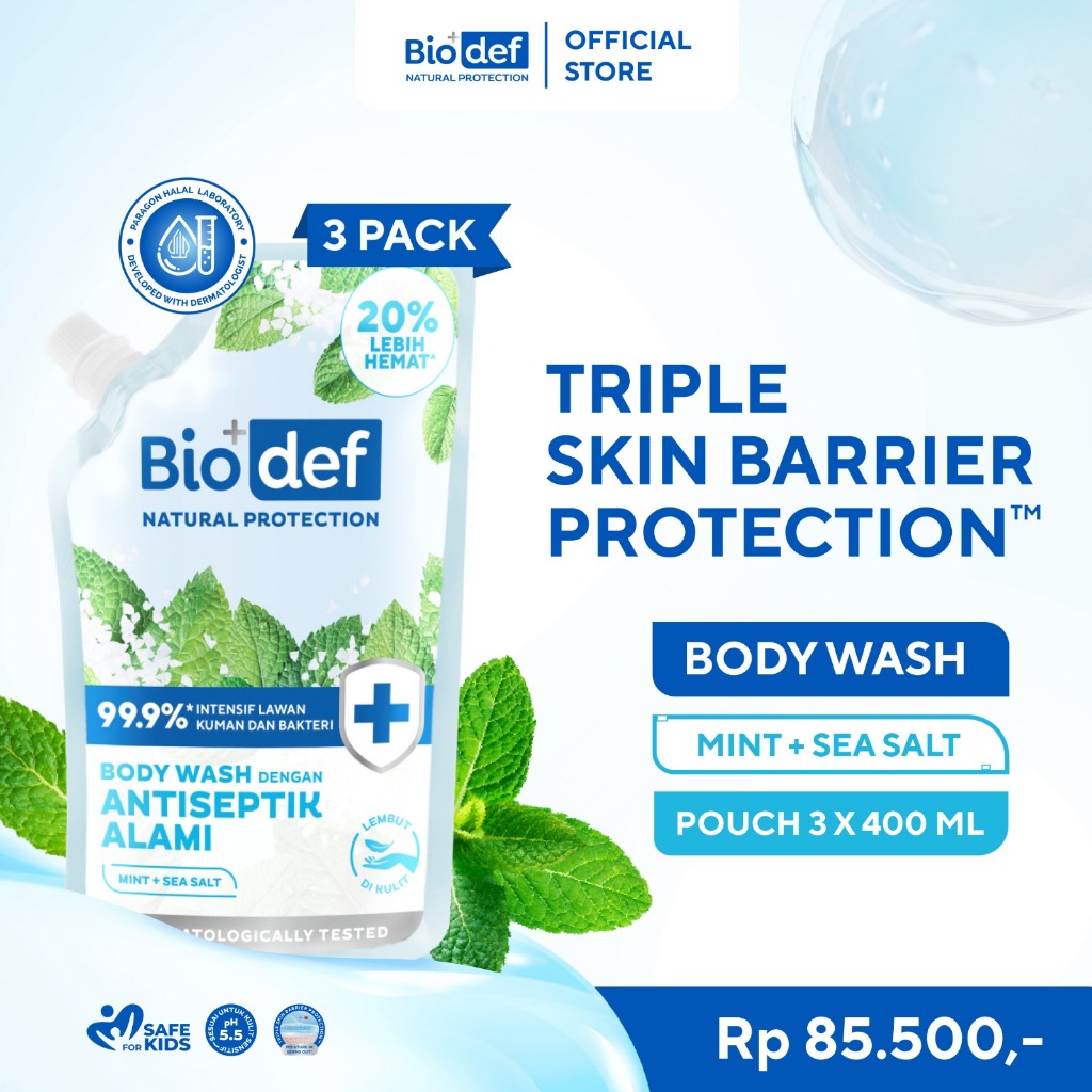 Jual BUY 3 GET FREE BOTOL TUMBLR BIODEF - Biodef Mint - Sea Salt Pouch ...