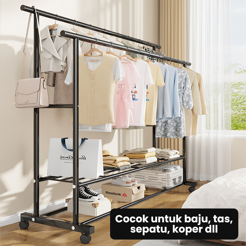 Jual Pabrik Double Stand Hanger Rak Gantungan Baju Berdiri Rak Gawang ...
