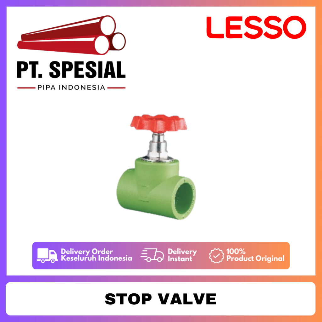 Jual Stop Valve PPR Lesso dn50 / Gate Valve PPR Lesso / Straight Way ...