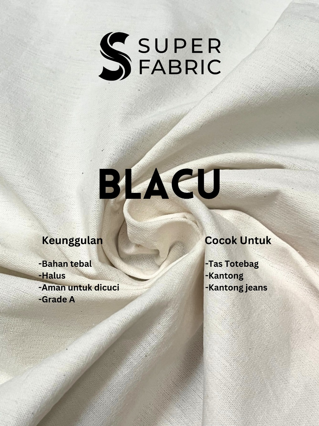 Jual Kain Blacu polos tebal canvas special, kafan, kantong tote totte ...