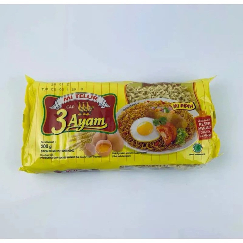 Jual Mie Telur Cap 3 Ayam( Kuning ) 200gr | Shopee Indonesia