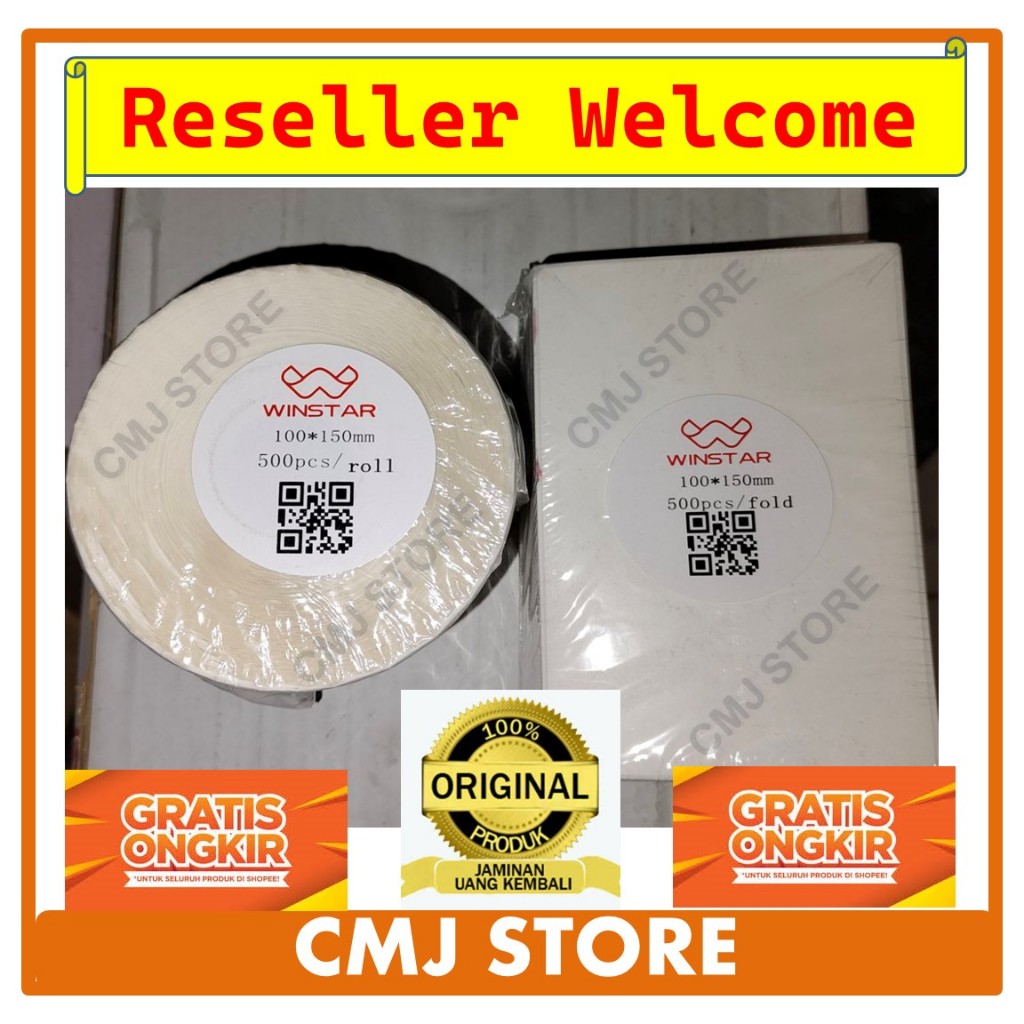 Jual Label Stiker Kertas Resi Thermal 100x150mm 500 pcs Merk Winstar n ...