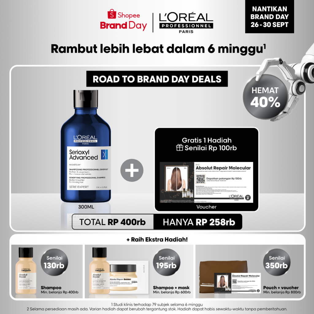 Jual Serioxyl Advanced Shampoo 300ml Untuk Rambut Lebat by L'Oreal ...