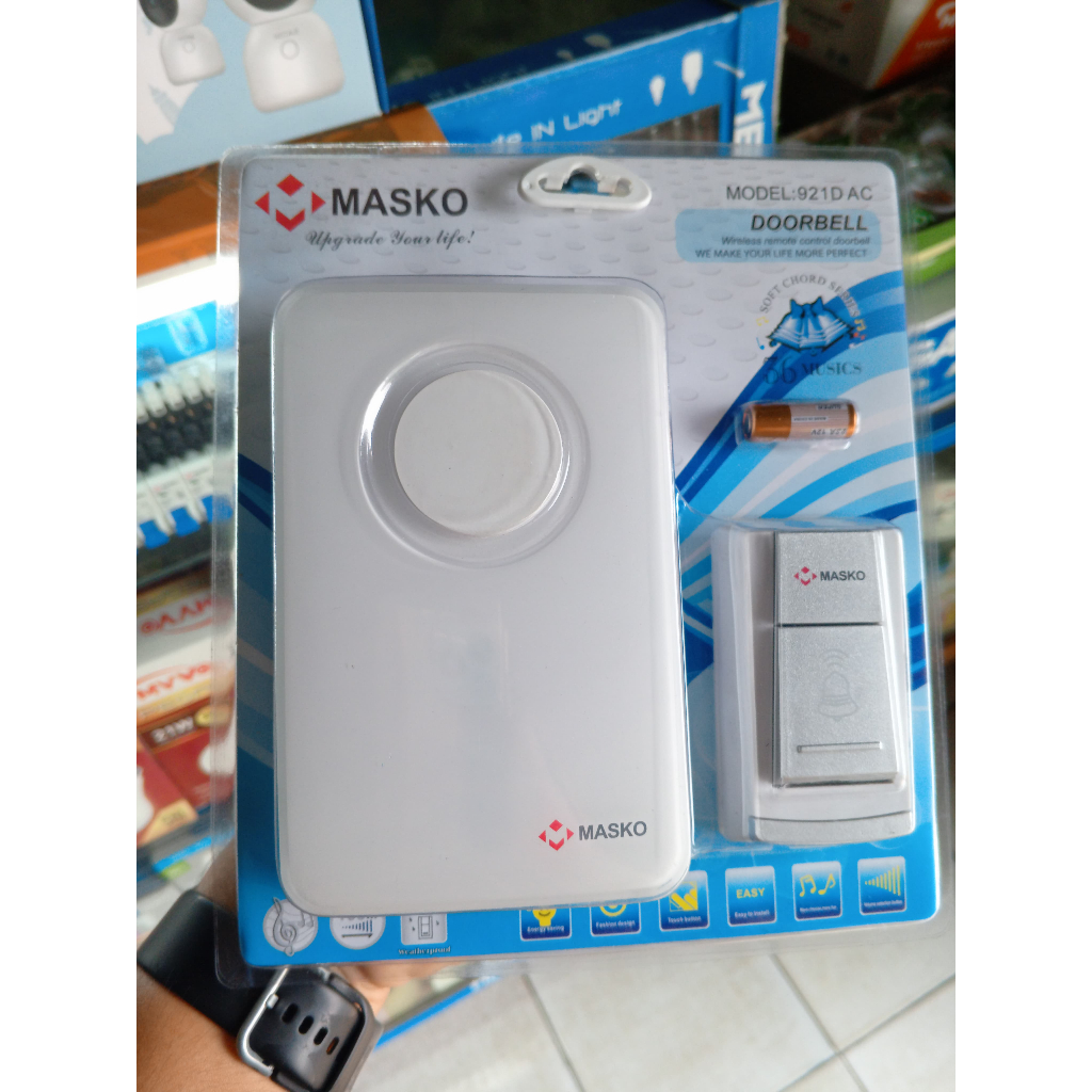 Jual BEL PINTU 36-38 MUSIK WIRELESS / BELL RUMAH /DOOR TANPA KABEL MASKO / BELL MASKO 921D, 921D ...