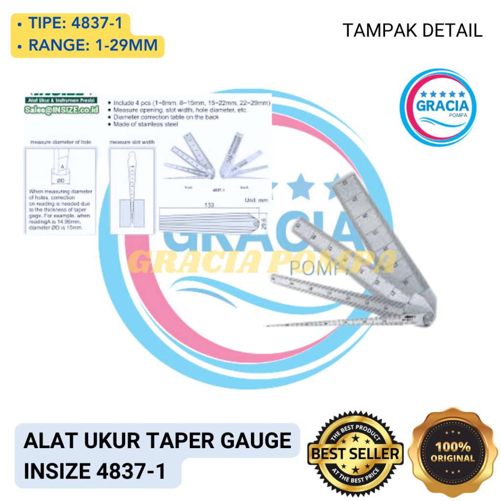 Jual Alat ukur Taper Gauge INSIZE 4837-1 Original Berkualitas - GRACIA ...