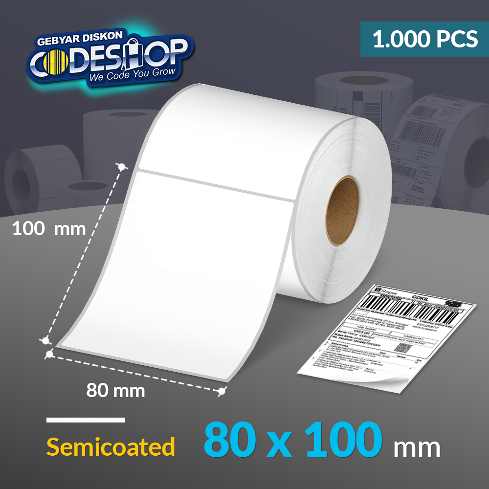 Jual Codeshop Kertas Label Semicoated 80x100 / 80 x 100 mm Stiker ...