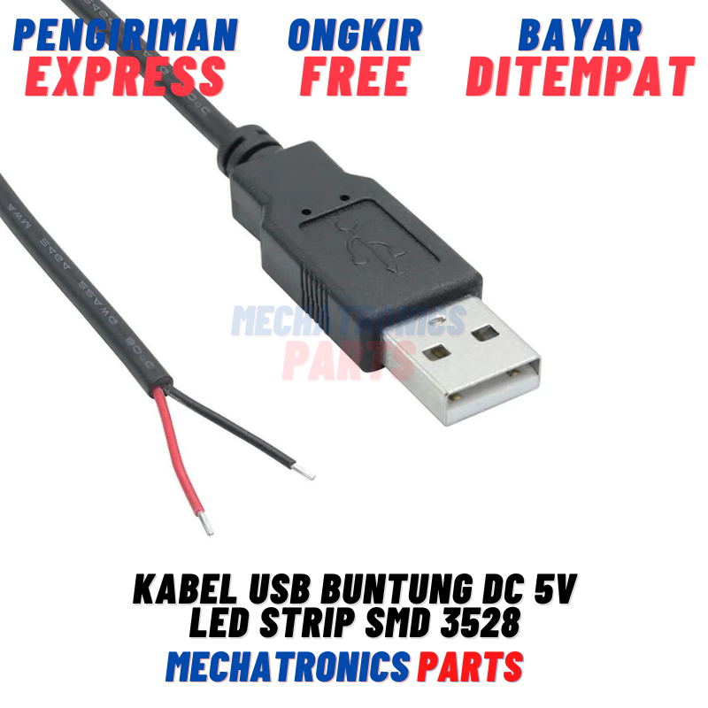 Jual KABEL USB BUNTUNG DC 5V LAMPU LED STRIP SMD 3528 | Shopee Indonesia