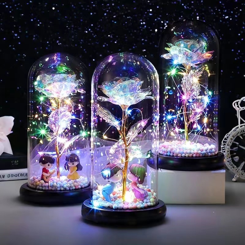 Jual Rose LED Light dalam Kaca Dome Bunga Mawar Lampu LED untuk ...