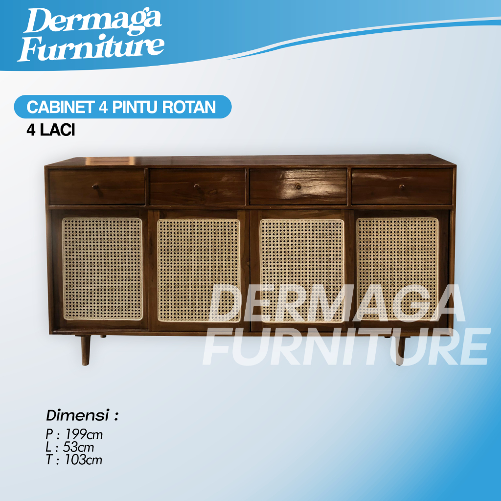 Jual PRE ORDER CABINET 4 PINTU ROTAN 4 LACI FINISHING NATURAL CABINET ...