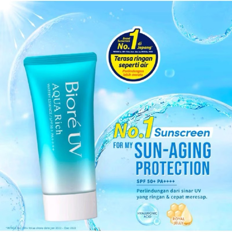 Jual Biore UV Aqua Rich Watery Essence Sunscreen Skin Care SPF 50 PA++++ 15g [Exp. 7 September ...