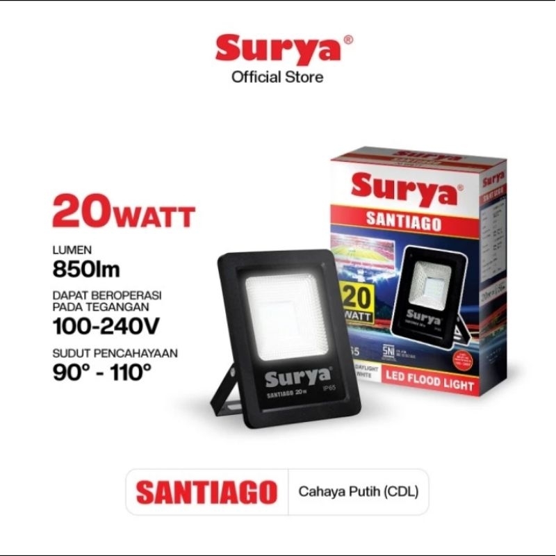 Jual SANTIAGO Surya Lampu Sorot LED Flood Light 20W 20 Watt - Cahaya Putih | Shopee Indonesia