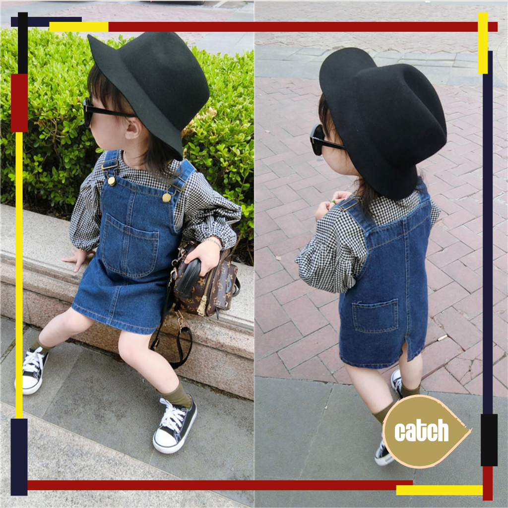 Jual COD Baju Kodok Overall Rok Jeans Anak Perempuan Warna Biru Tua ...