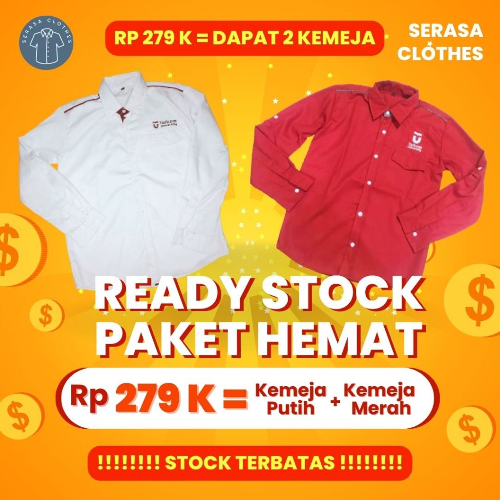 Jual [READY STOCK] SERAGAM TELKOM UNIVERSITY - KEMEJA MERAH PUTIH ...