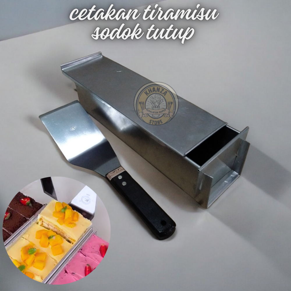 Jual loyang cetakan tiramisu sodok pakai tutup plus sodokan spatula ...