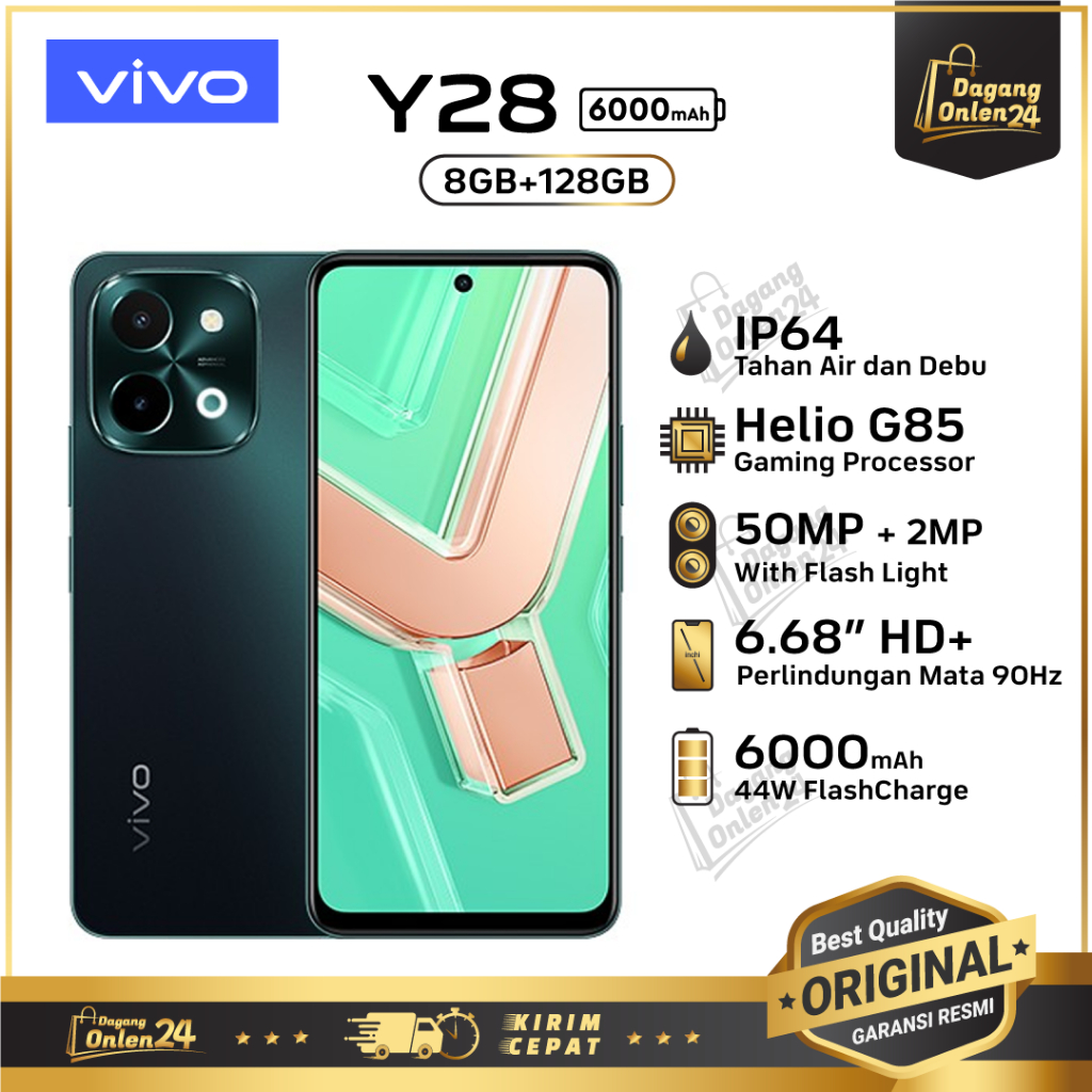 Jual VIVO Y28 8/128 NFC Prosesor G85 Gaming IP64 Tahan Air Baterai 6000mAh HP Gaming Murah ...