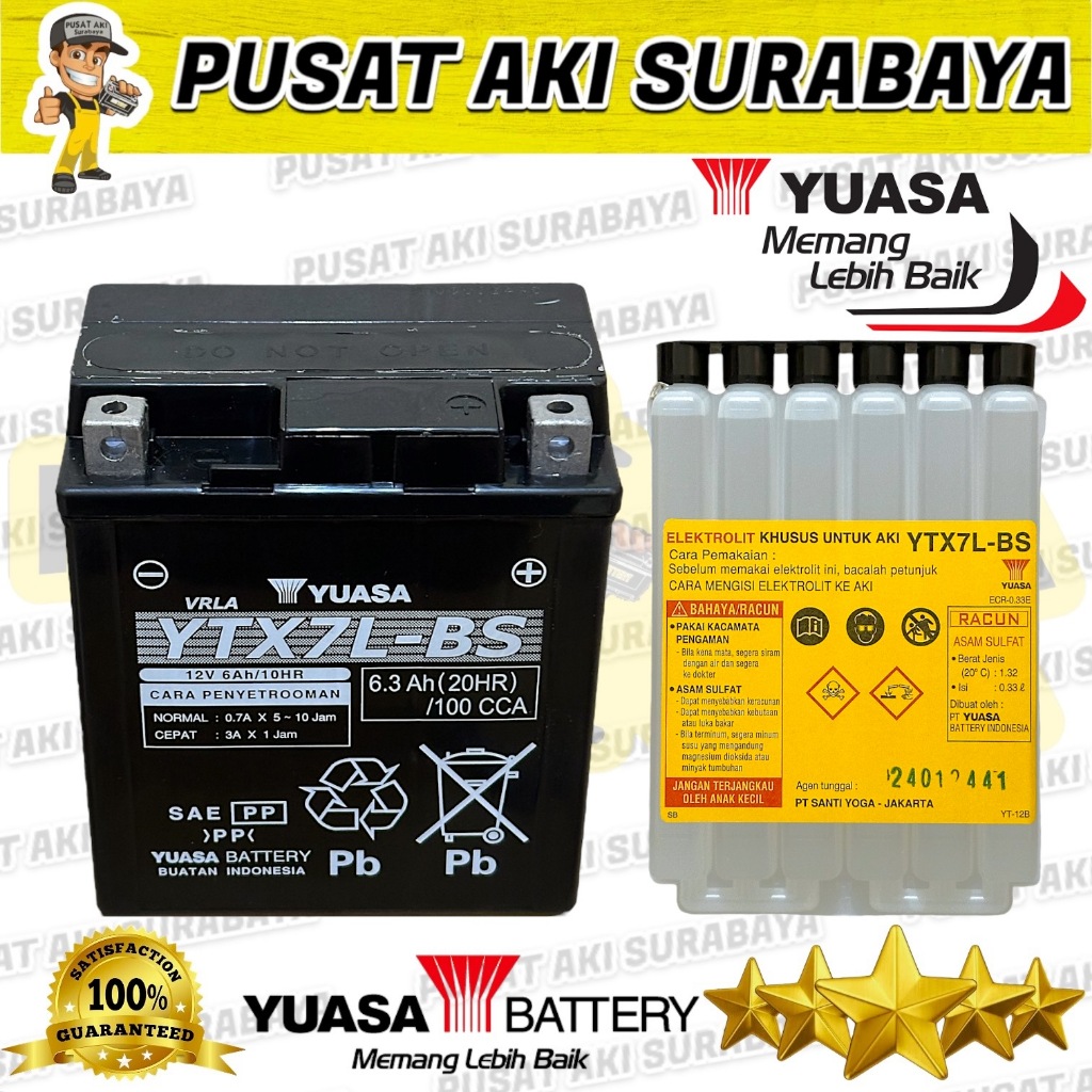 Jual PUSAT AKI YUASA YTX7L - BS 12V 6AH HONDA VESPA GTS 150 LIBERTY LX 150 MATIC PRIMAVERA ...