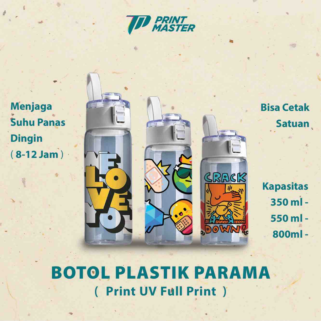 Jual Cetak Botol Minum Parama 350ml/550ml/ 800ml Print Custom UV Full Color | Shopee Indonesia