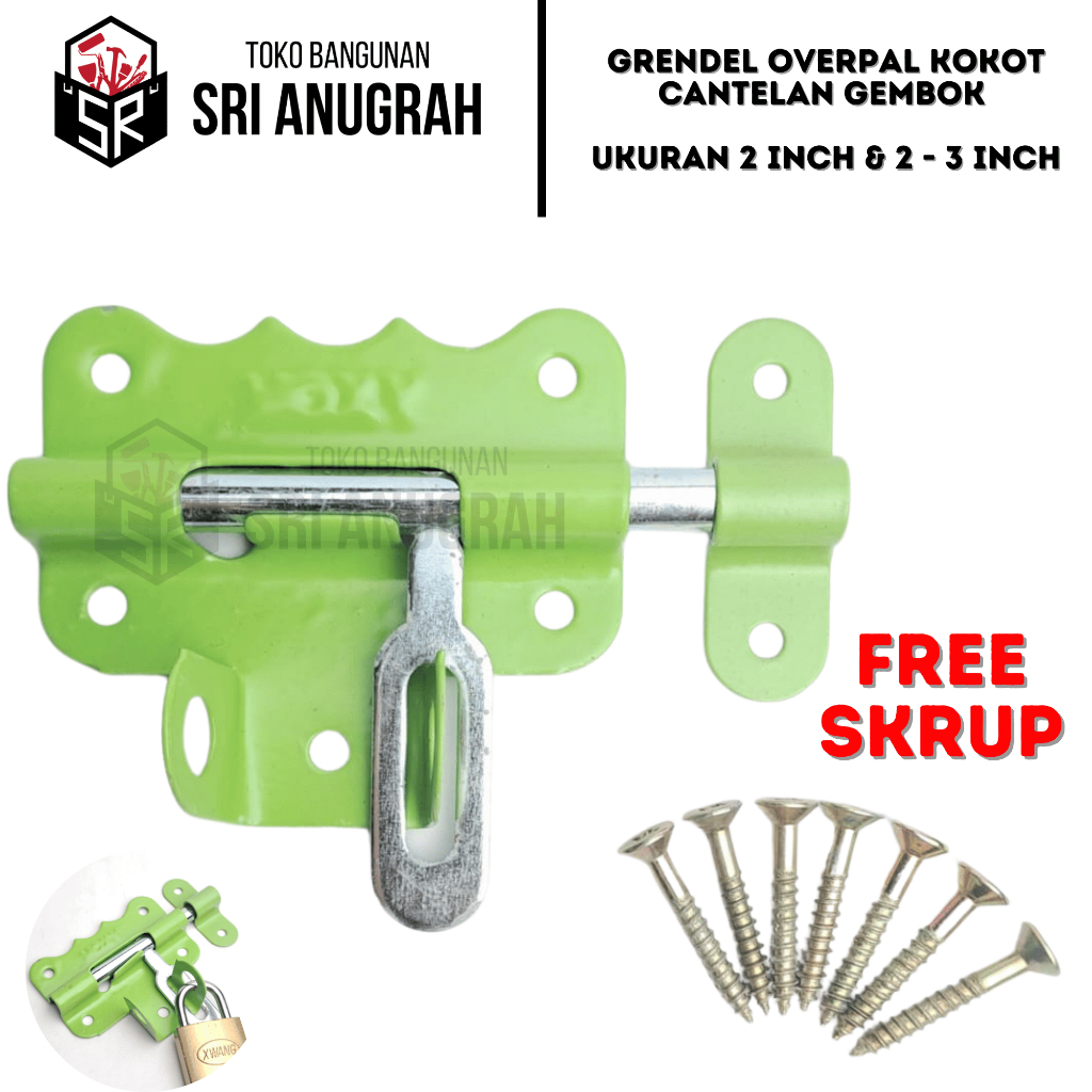Jual VOXY Grendel Overpal Overval Kaitan Pintu Gembok Free Skrup Ukuran ...