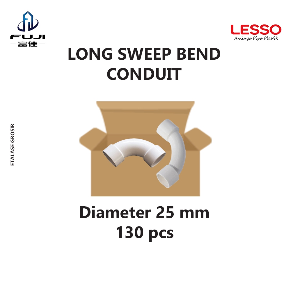 Jual Lesso PVC Conduit 90° Long Sweep Bend Sambungan Pipa Elbow 25 mm ...