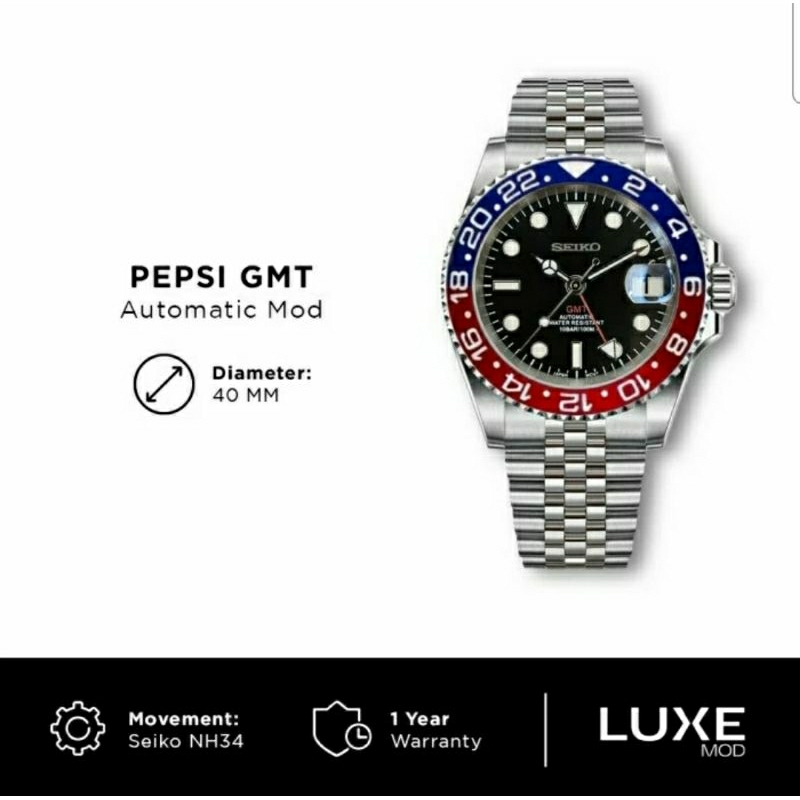 Jual Seiko Submariner GMT Pepsi Automatic NH34 | Shopee Indonesia