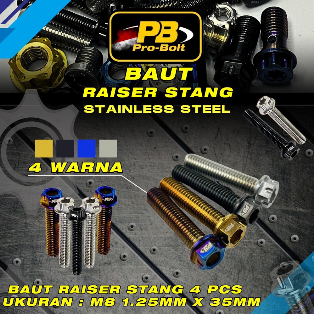 Jual PROBOLT - PAKET BAUT RAISER STANG M8X35 4PCS PROBOLT PB ORIGINAL ...