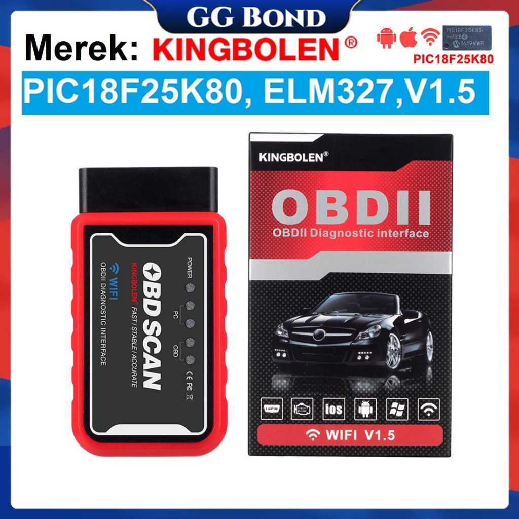 Jual Car Diagnostic OBD II KINGBOLEN OBD2 ELM327 V1.5 Scan PIC1825k80 Bluetooth Wifi Scanner ...