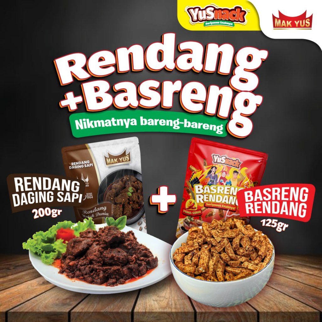 Jual Paket Hemat Rendang Daging sapi + Basreng Rendang Mak Yus | Shopee ...