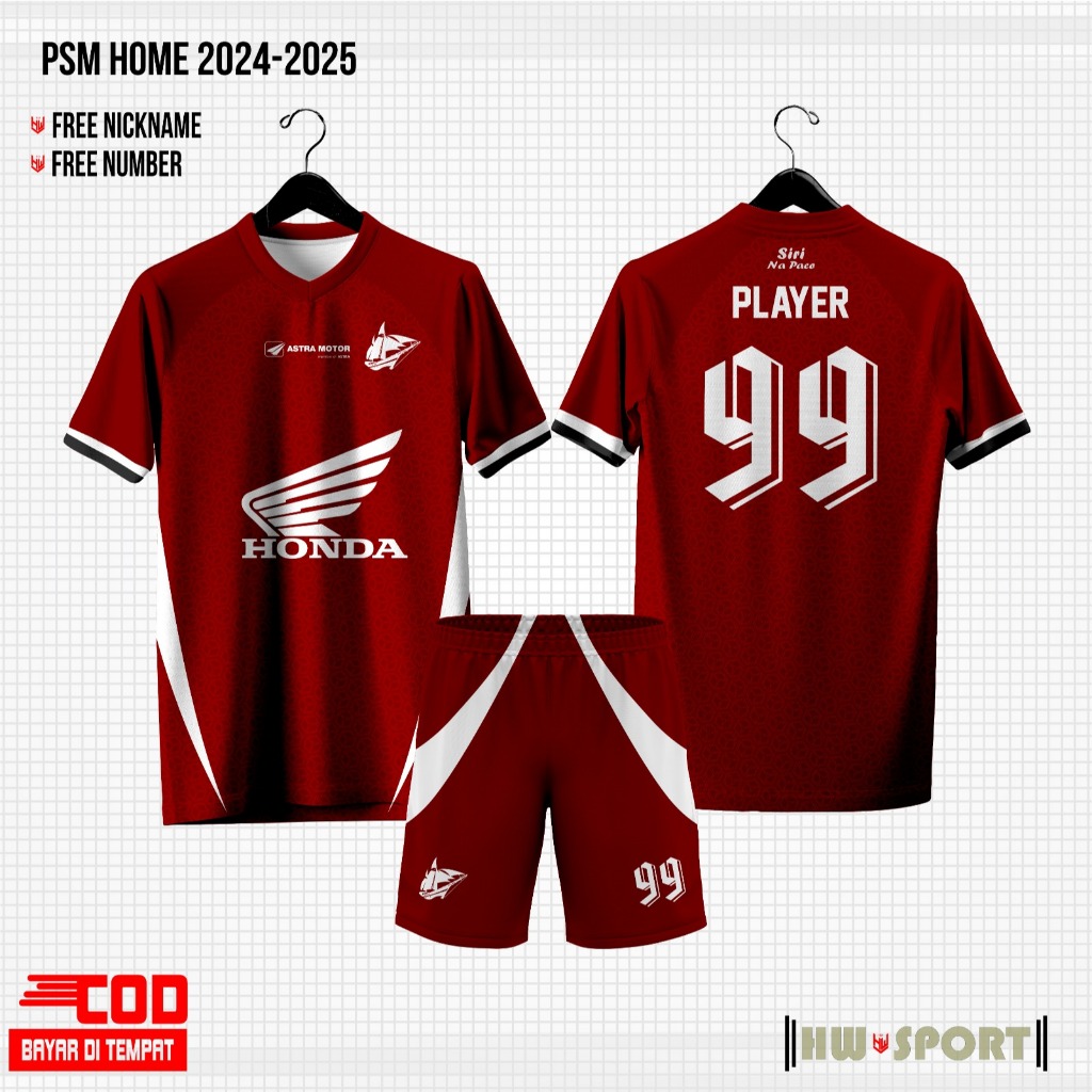 Jual JERSEY PSM MAKASAR TERBARU HOME 2024/2025 CUSTOM NAMA FULL ...