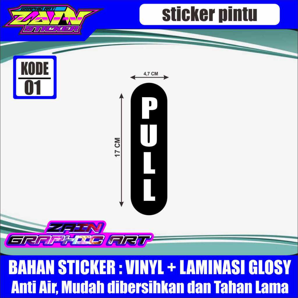 Jual STIKER VINYL PINTU TARIK DORONG PULL PUSH LAMINASI GLOSSY (HARGA 1 ...
