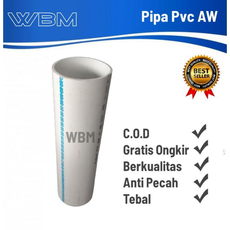 Jual pipa pvc 3 inchi 40 cm AW tebal | Shopee Indonesia