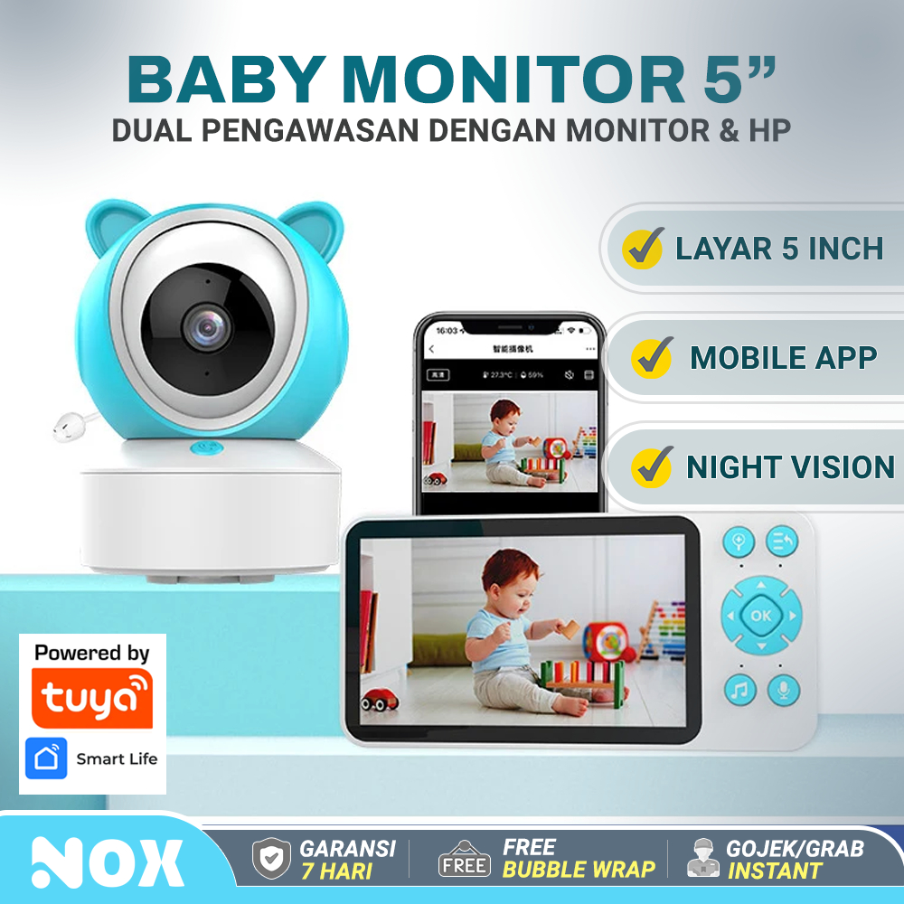 Jual Baby monitor Bear layar LCD 5" app control APP + WIFI cctv monitor ...