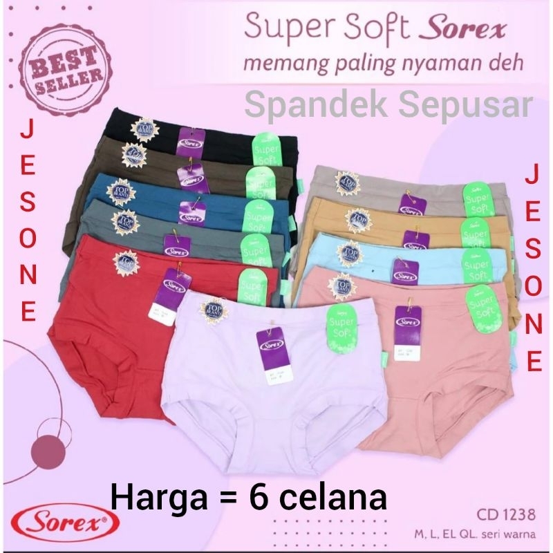 Jual 6pcs SOREX 1238 CD Celana Dalam Wanita Spandek Sepusar | Shopee Indonesia