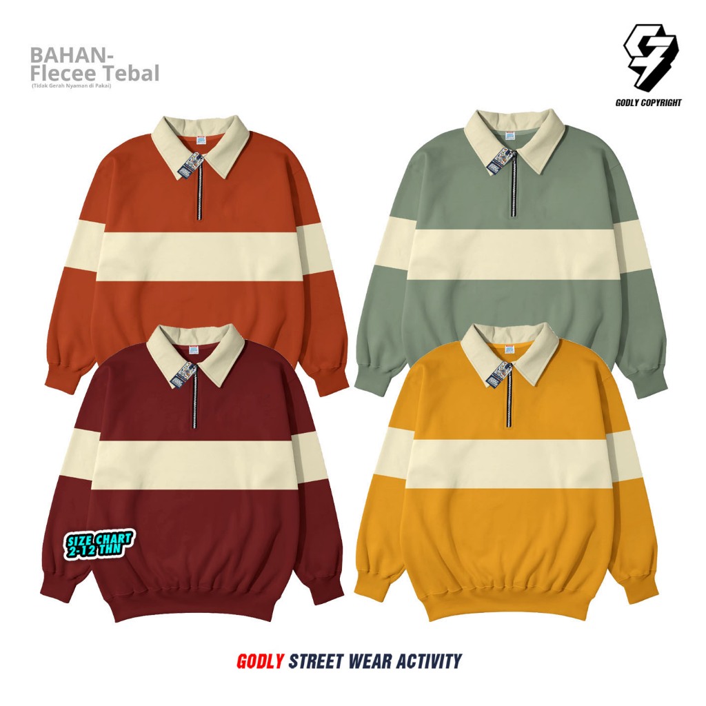 Jual Jacket Rugby Polos Anak 1-12 tahun Godly Kids Bahan Katun Fleece ...