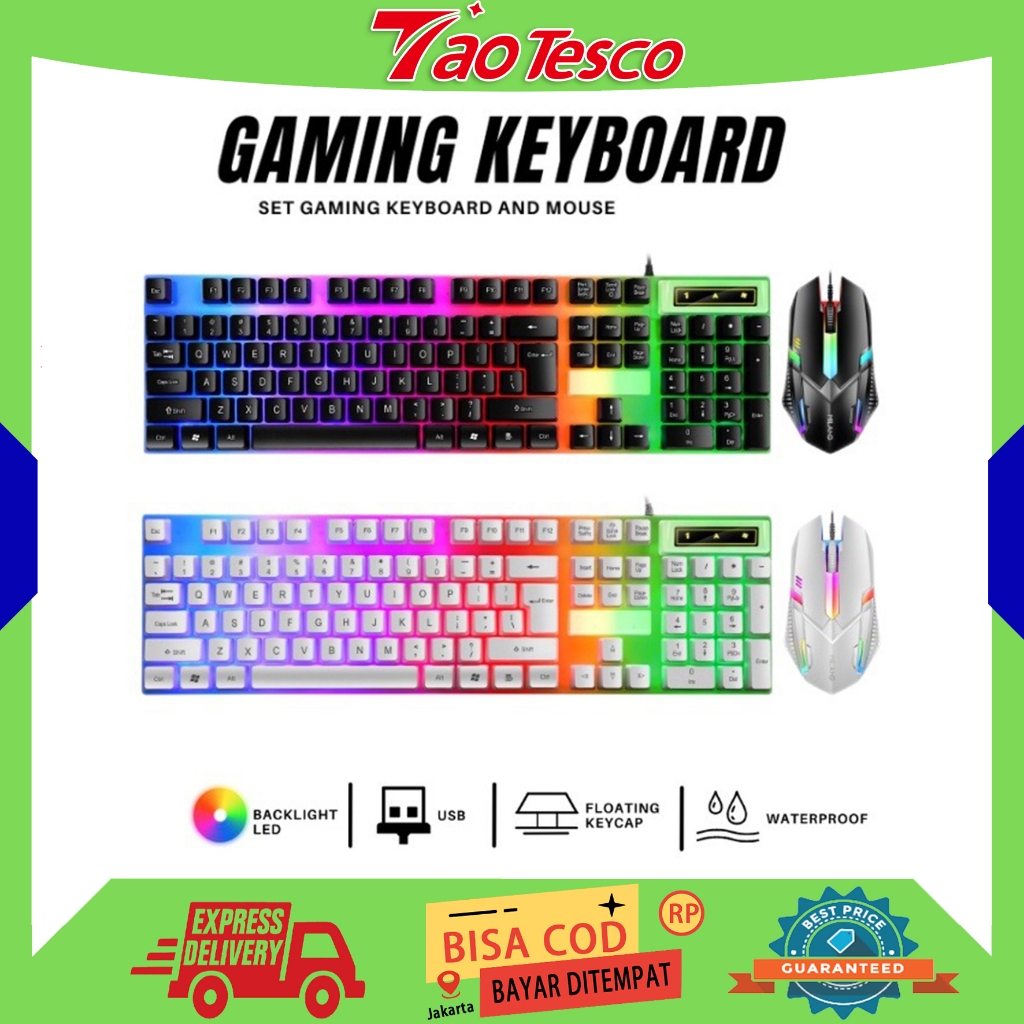 Jual (ORI,COD)Paket Keyboard Gaming dan Mouse /Set Mouse Dan Keycaps ...