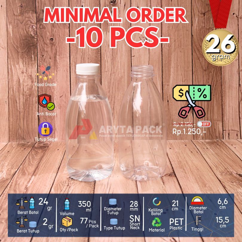 Jual Botol plastik PET 350ml cantik premium 26gr minuman jus susu kopi ...
