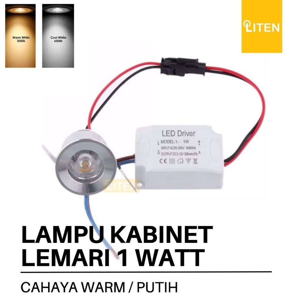 Jual Lampu Kabinet LED Mini Silver 1watt 1mata / Downlight Kecil Lemari ...