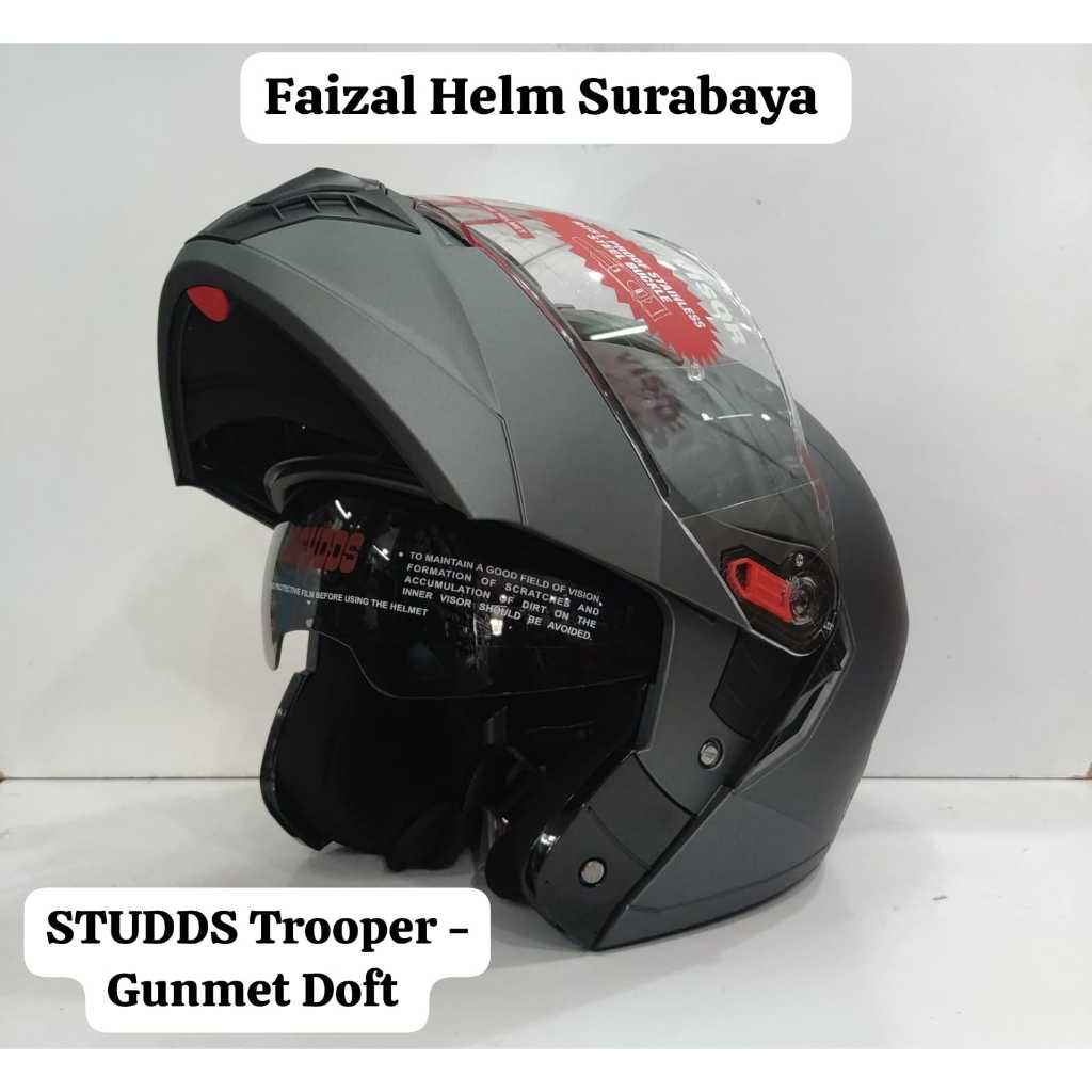 Jual HELM STUDDS TROOPER SOLID MATT GUN GREY MODULAR DOUBLE VISOR ...