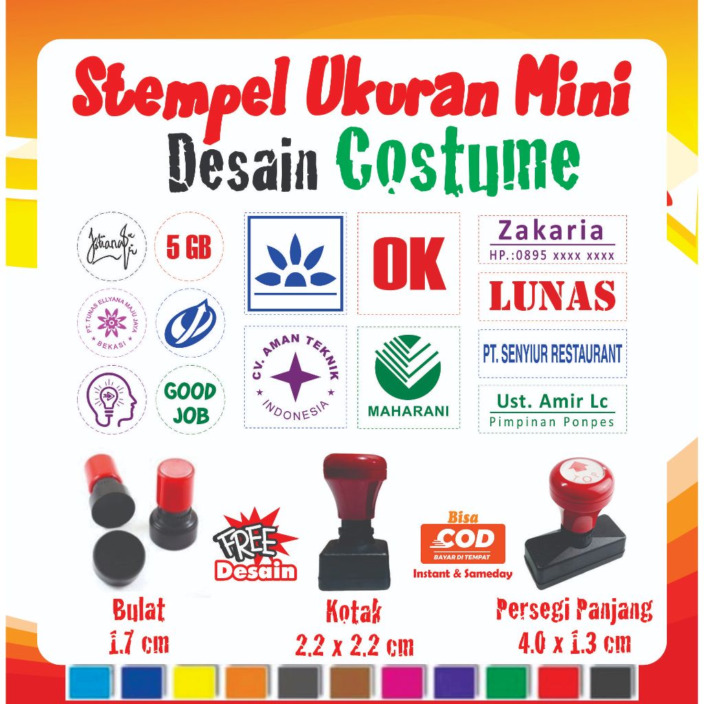 Jual Stempel Otomatis / stempel Logo Ukuran Kecil desain custom ...