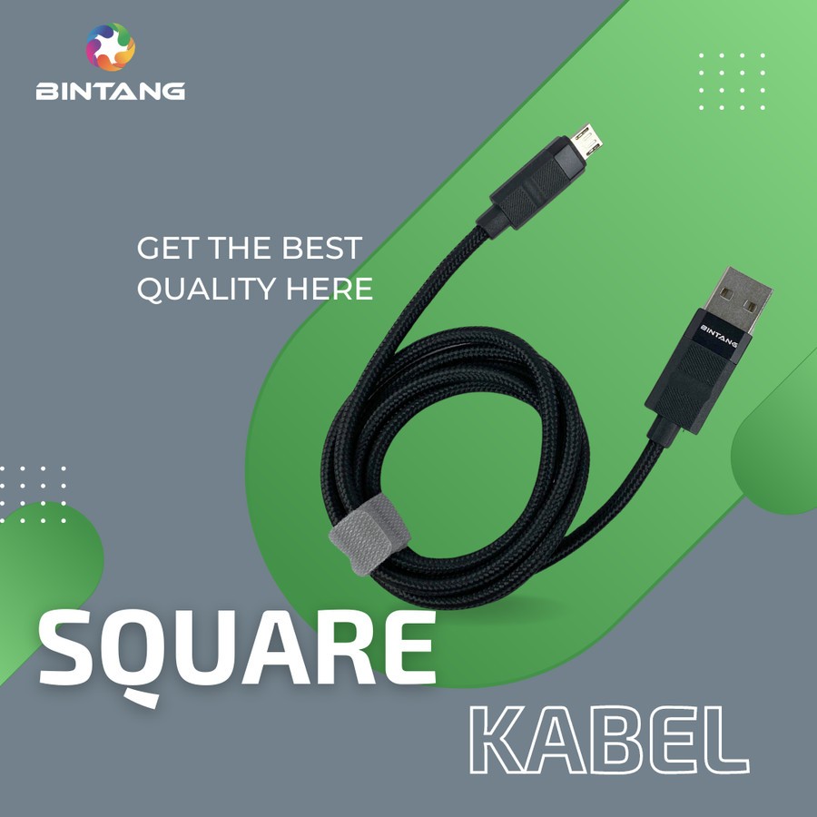 Jual KABEL DATA USB TO MIKRO BINTANG 1M SQUARE SERIES | Shopee Indonesia
