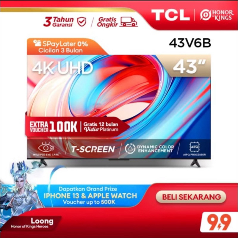 Jual LED TCL GEOOGLE TV 4K TYPE 43V6B dan 55V6B | Shopee Indonesia